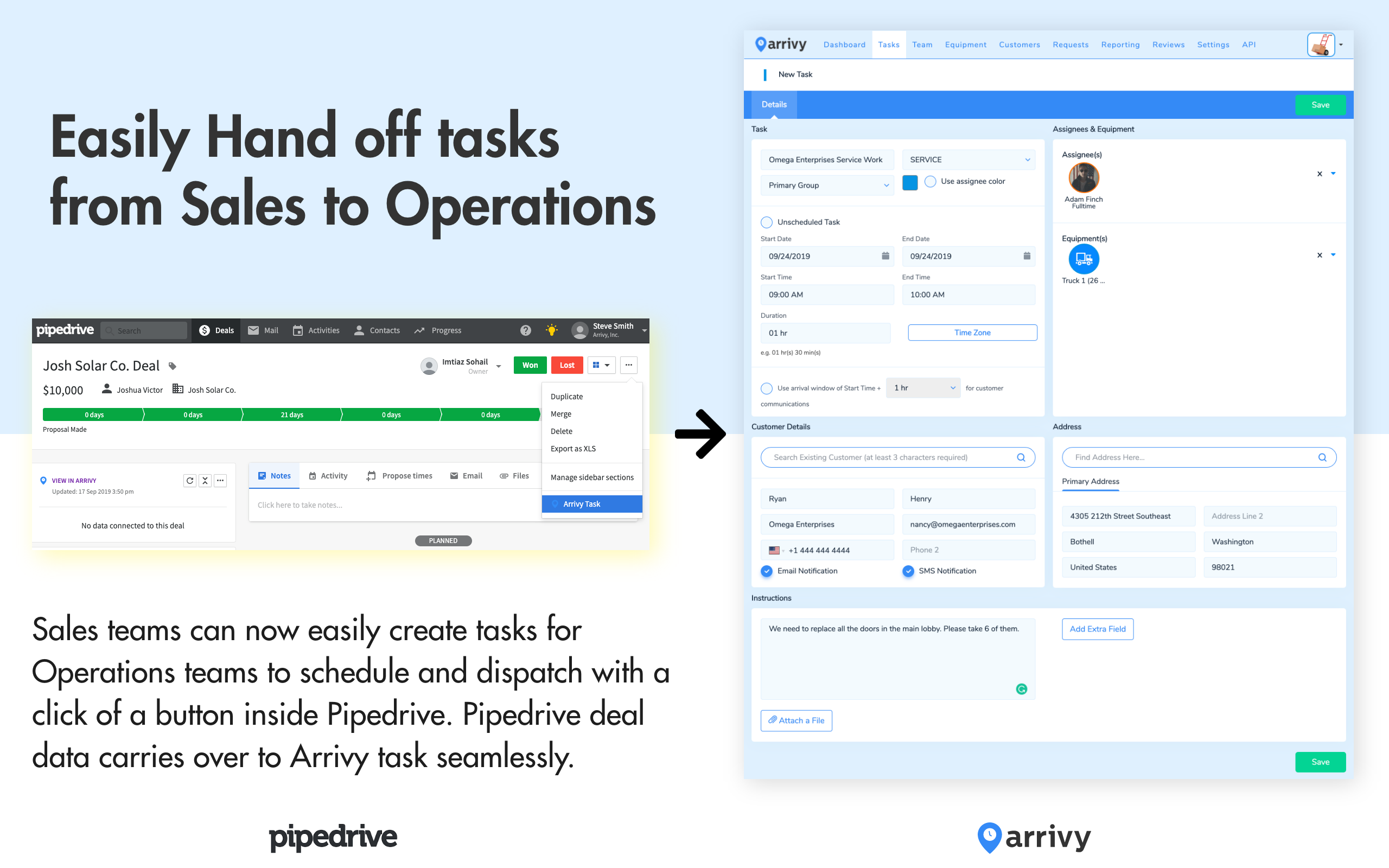 Arrivy App | Arrivy Integration - Pipedrive Marketplace