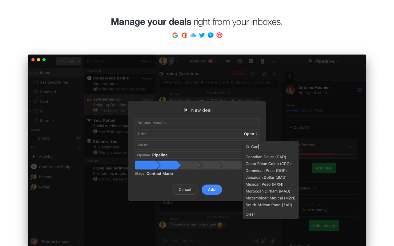 Missive App | Missive Integration - Pipedrive Marketplace