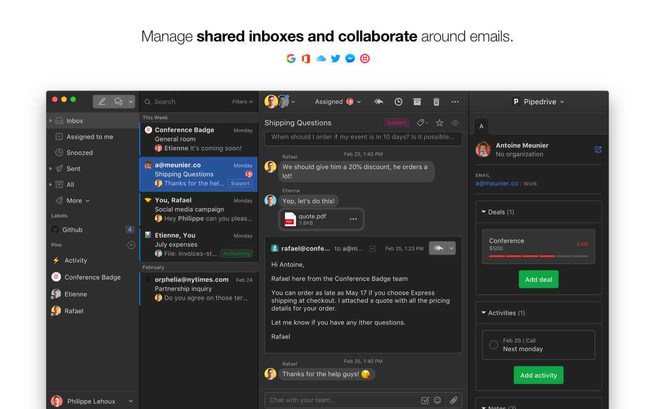 Missive App | Missive Integration - Pipedrive Marketplace