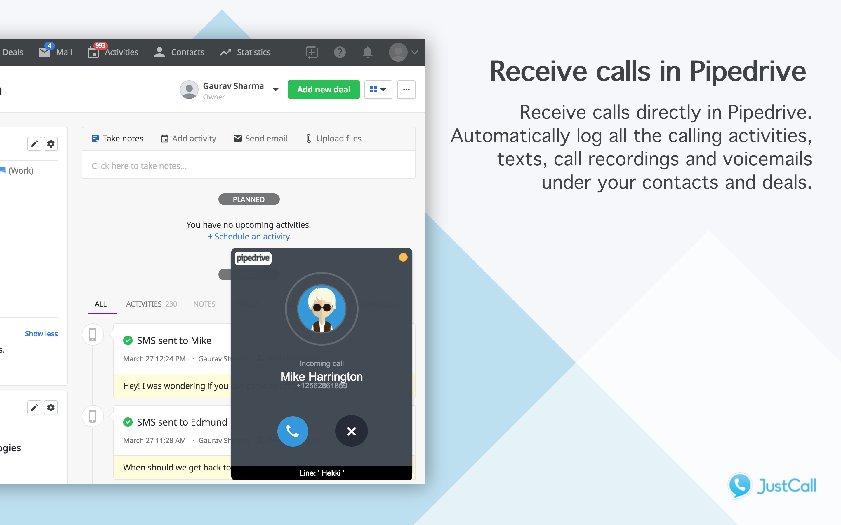 JustCall App | JustCall Integration - Pipedrive Marketplace