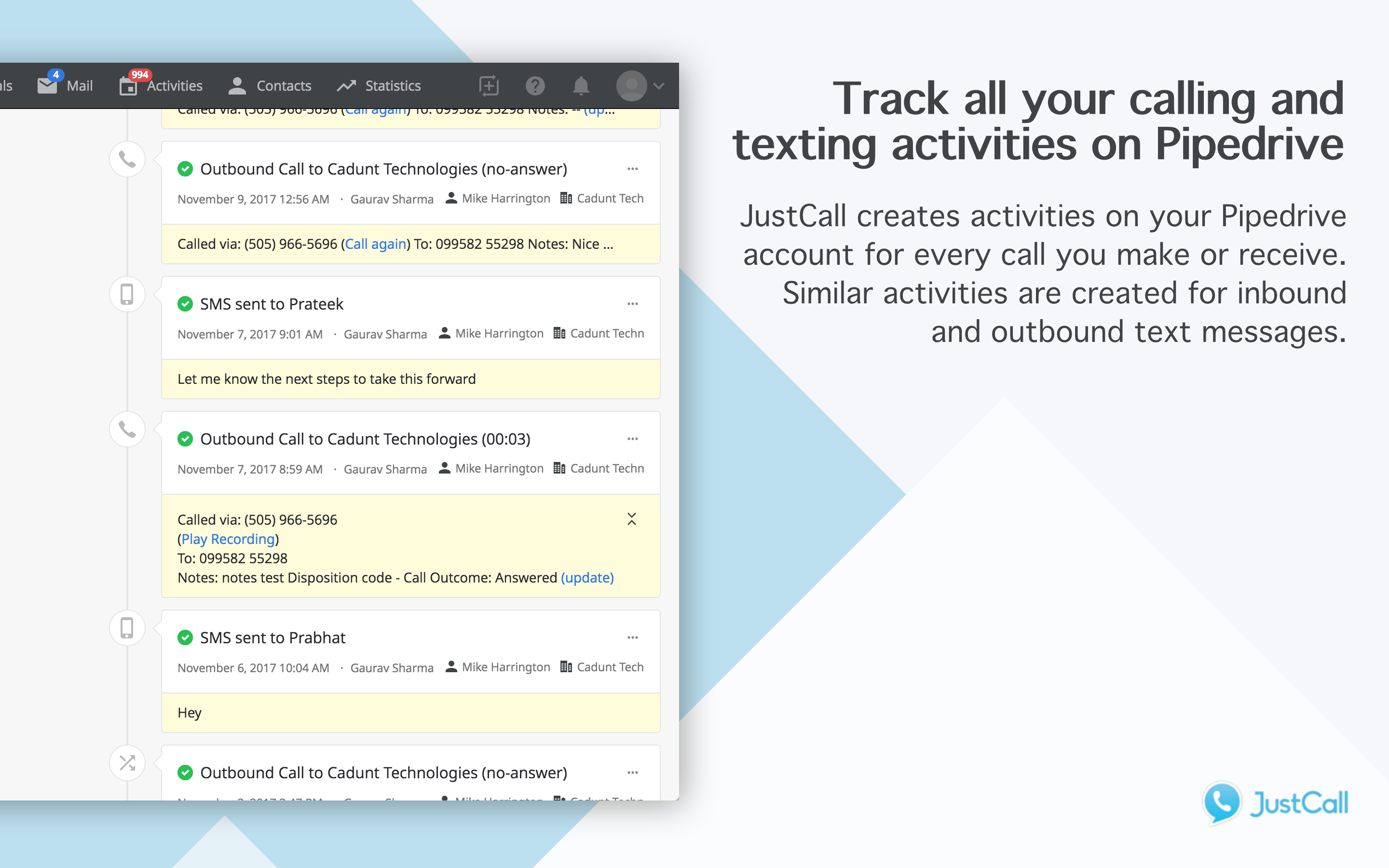 JustCall App | JustCall Integration - Pipedrive Marketplace